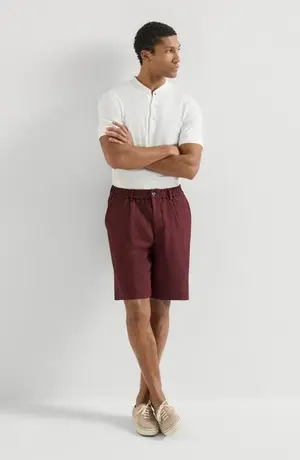 Brunello Cucinelli Chevron Bermuda Shorts - Cherry