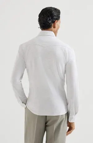 Brunello Cucinelli Easy-fit Shirt With Shoulder Yoke - Pebble