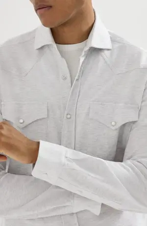 Brunello Cucinelli Easy-fit Shirt With Shoulder Yoke - Pebble
