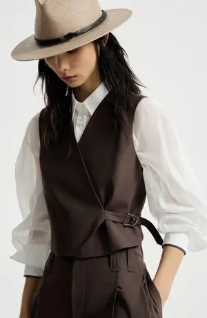Brunello Cucinelli Wool Blend Vest - Cocoa