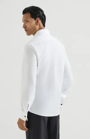 Brunello Cucinelli Tuxedo Shirt With Pleating - White