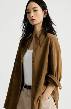 Brunello Cucinelli Suede Shirt With Monili