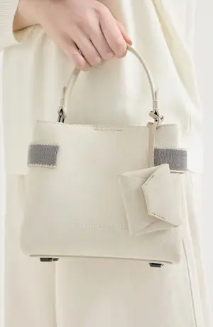 Brunello Cucinelli Suede Bag Charm - Ivory
