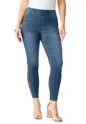 Roaman's 360° Stretch Embellished Jeggings Medium Stonewash