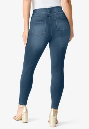 Roaman's 360° Stretch Embellished Jeggings - Medium Stonewash