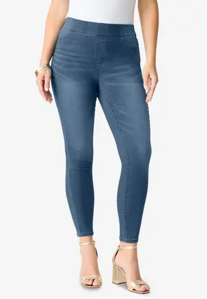 Roaman's 360° Stretch Embellished Jeggings - Medium Stonewash