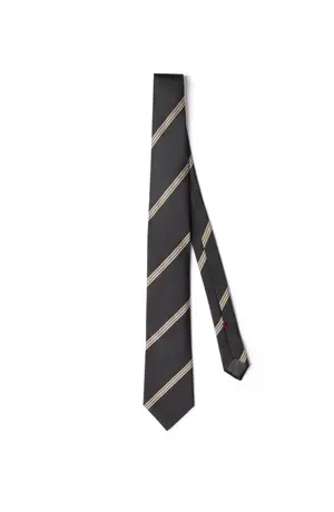 Brunello Cucinelli Regimental Stripe Silk Necktie - Anthracite