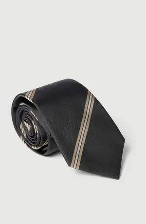 Brunello Cucinelli Regimental Stripe Silk Necktie - Anthracite