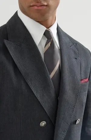 Brunello Cucinelli Regimental Stripe Silk Necktie - Anthracite