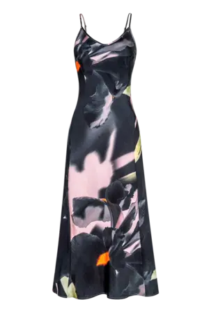 UNTITLED IN MOTION Noir Print Midi Slipdress - Shadow Iris
