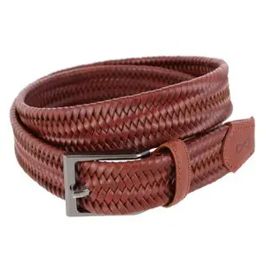 Trafalgar Andres Classic 35mm Leather Stretch Dress Belt - Brown