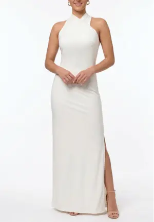 Rachel Rachel Roy Harland Crossover Halter Maxi Dress Eggshell