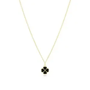 THE LOVERY Lucky Clover Necklace - Onyx