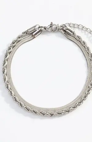 MINT & LILY Essential Layered Chain Bracelet Silver