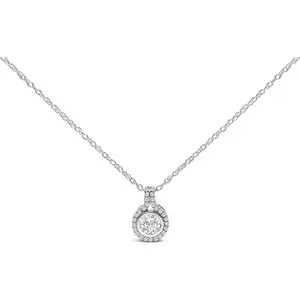 HAUS OF BRILLIANCE Sterling Lab Grown Diamond Halo Pendant Necklace - Silver