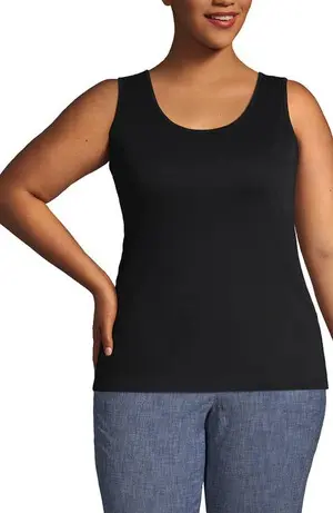 LANDS' END Cotton Tank Top Black