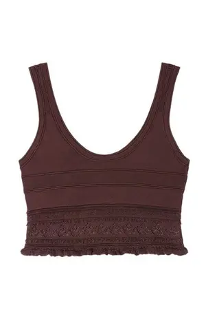 Sandro Pointelle Knit Crop Top - Brown
