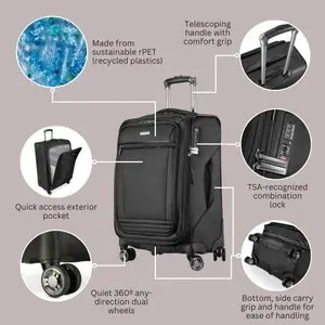 RICARDO BEVERLY HILLS Avalon Softside 20" Carry On Spinner - Black