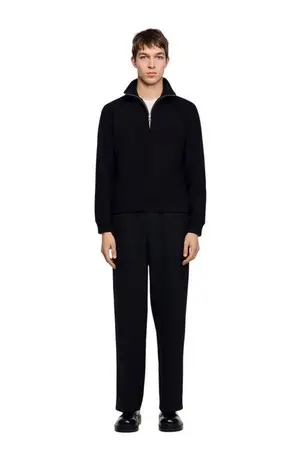 Sandro Cotton Zip-up Sweatshirt - Black