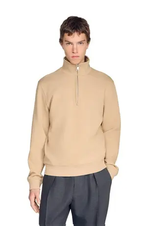 Sandro Cotton Zip-up Sweatshirt - Cappucino