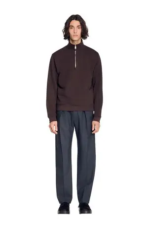 Sandro Cotton Zip-up Sweatshirt - Chocolate