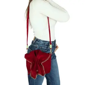Carlos Falchi Butterfly Suede Leather Bag - Malbec