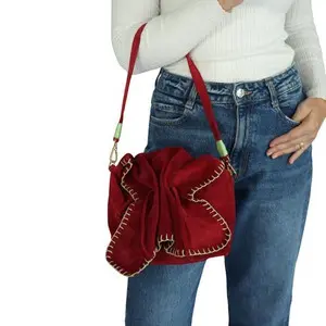 Carlos Falchi Butterfly Suede Leather Bag - Malbec