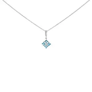 HAUS OF BRILLIANCE Sterling Blue Topaz And White Sapphire Pendant Necklace - Silver
