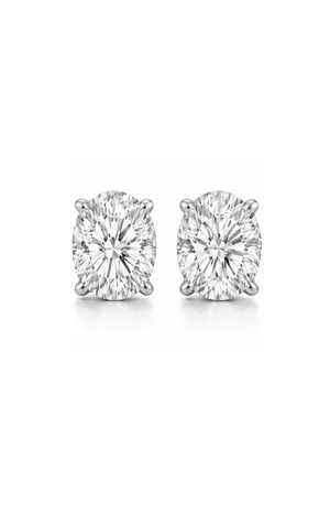 DLORIA Elena Oval Moissanite Vermeil Stud Earrings - Silver