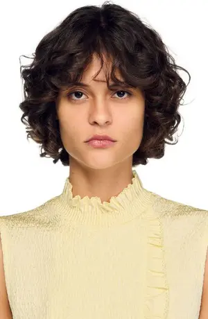 Sandro Ruffled Smocked Top - Light Yellow