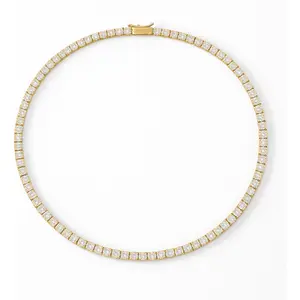 DONATELLO GIAN Round Cut Crystal Tennis Necklace Gold