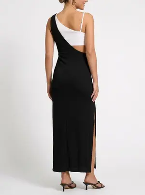 Rachel Rachel Roy One Shoulder Maxi Gown - Black Eggshell