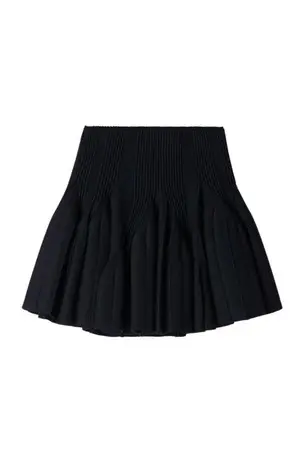 Sandro Short Knit Godet Skirt - Black