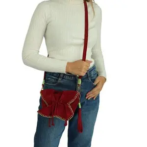 Carlos Falchi Mini Butterfly Suede Leather Bag - Malbec