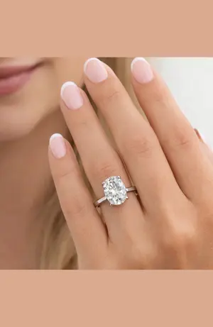 DLORIA Elena Oval Moissanite Solitaire Vermeil Ring - Silver