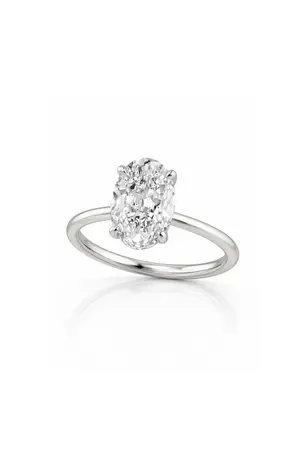 DLORIA Elena Oval Moissanite Solitaire Vermeil Ring - Silver