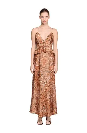 Sandro Bandana-print Maxi Dress - Brown/black