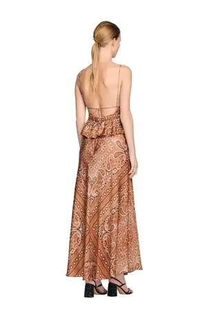 Sandro Bandana-print Maxi Dress - Brown/black