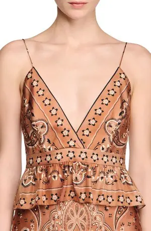 Sandro Bandana-print Maxi Dress - Brown/black