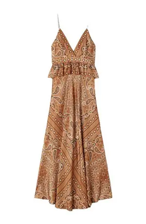 Sandro Bandana-print Maxi Dress - Brown/black