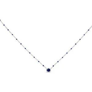 HAUS OF BRILLIANCE Sterling Sapphire Bead Chain Necklace - Silver
