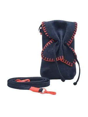 Carlos Falchi Cell Phone Suede Shoulder Bag Denim