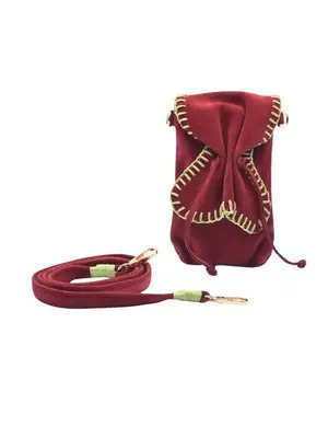 Carlos Falchi Cell Phone Suede Shoulder Bag - Malbec