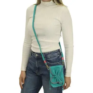 Carlos Falchi Cell Phone Suede Shoulder Bag - Sky