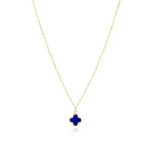 THE LOVERY FINE JEWELRY 14k Yellow Gold Clover Necklace - Lapis