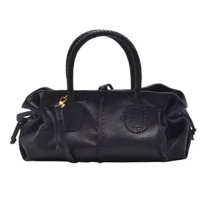 Carlos Falchi Mini Satchel Leather Bag - Black
