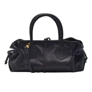 Carlos Falchi Mini Satchel Leather Bag - Black