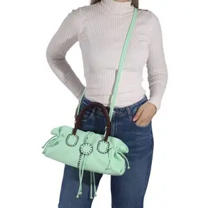 Carlos Falchi Mini Satchel Leather Bag - Lime