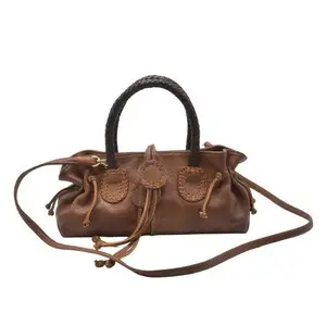 Carlos Falchi Mini Satchel Leather Bag - Whiskey