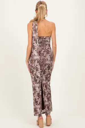 PINKBLUSH Printed Halter Maxi Dress